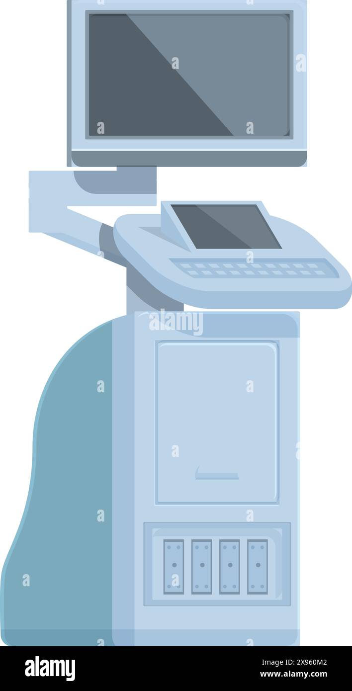 Clinical ultrasound machine depicted in a clean, vector format for ...