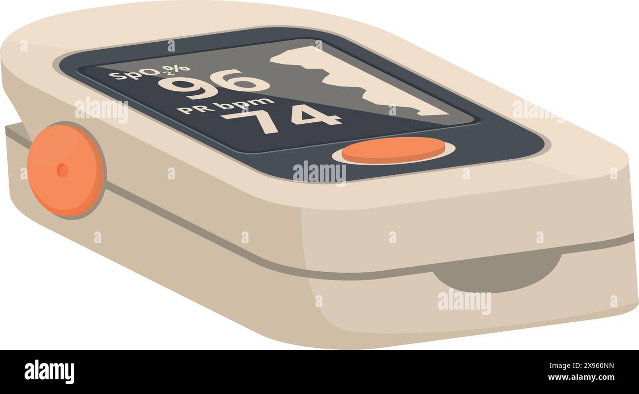 Illustration of a fingertip pulse oximeter used to measure blood oxygen ...