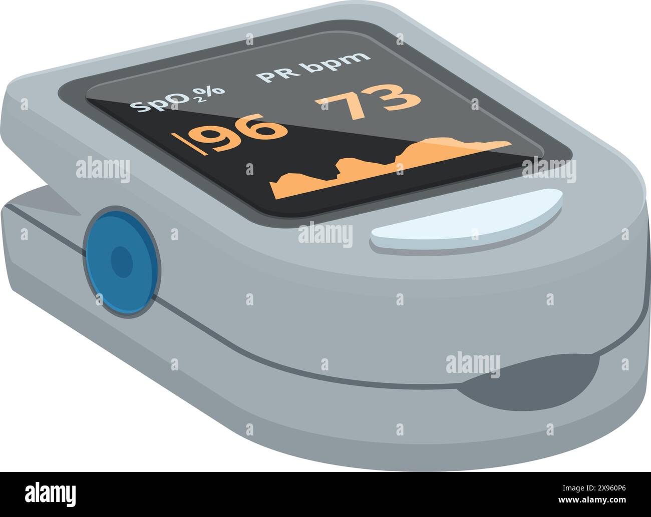 Digital pulse oximeter vector illustration for healthcare and medical device monitoring of ...