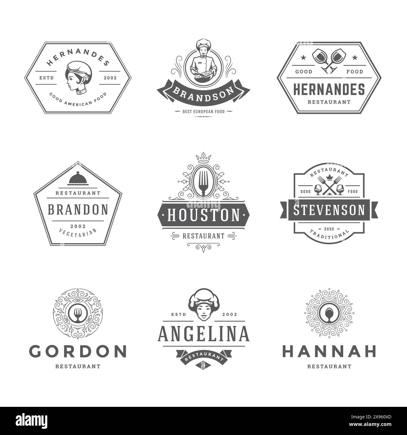 Restaurant logos templates set vector illustration. Good for restaurant ...