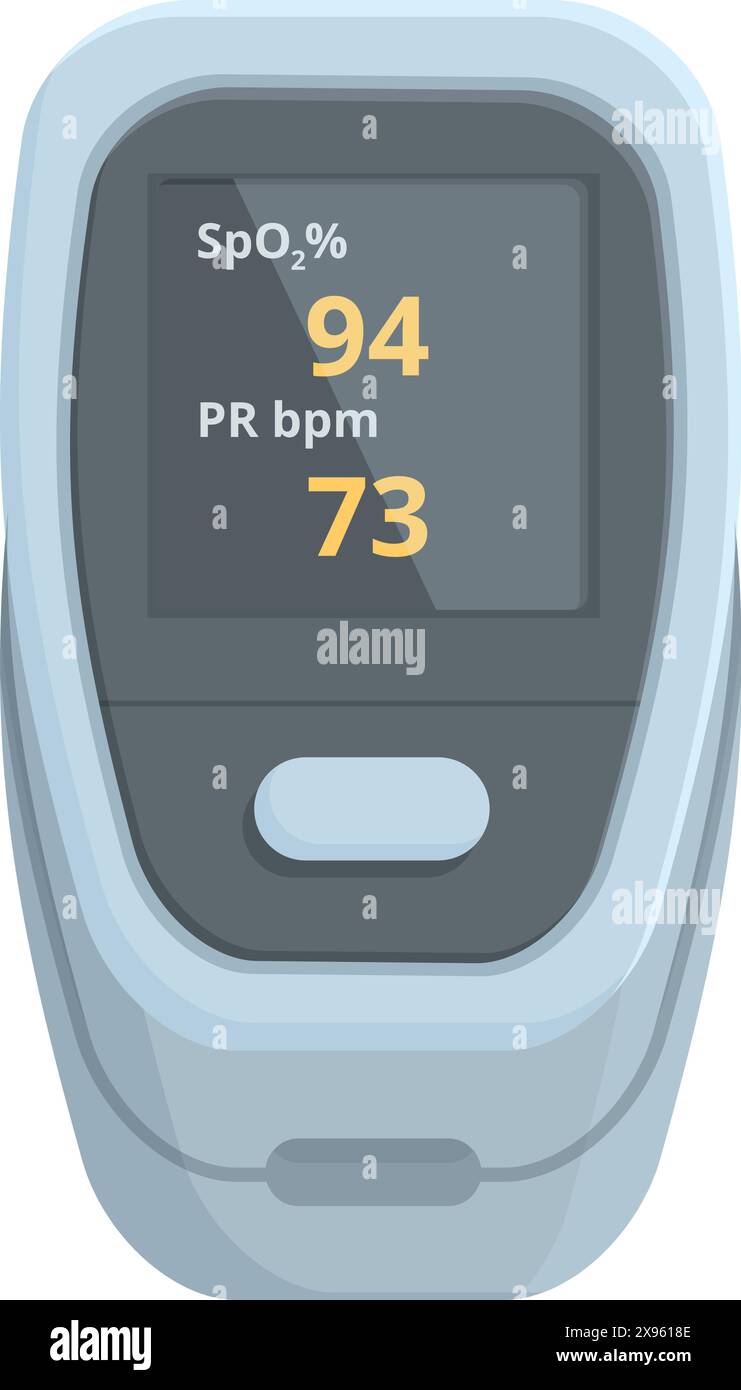 Digital illustration of a pulse oximeter showing oxygen saturation spo2 and pulse rate Stock ...
