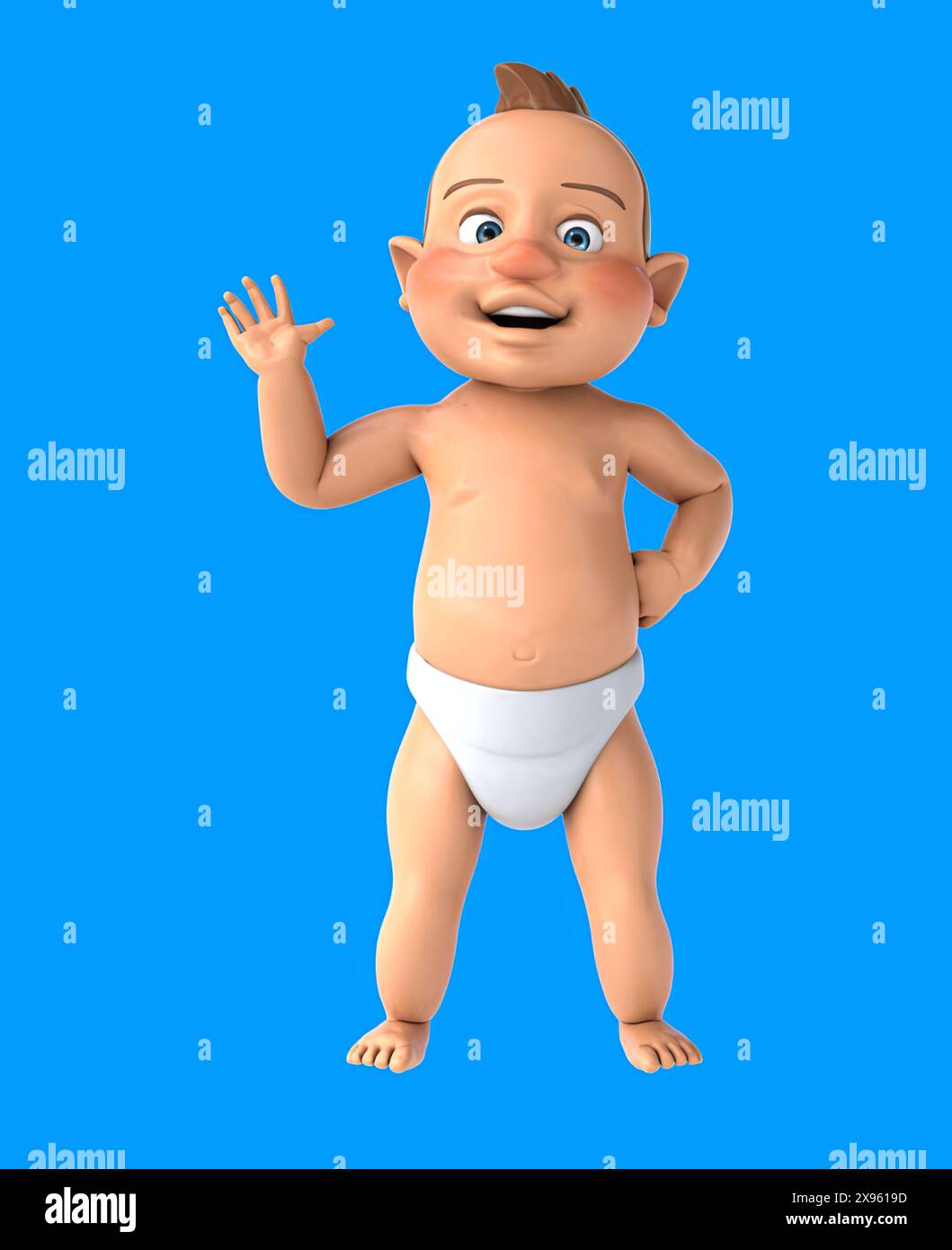 Fun 3D cartoon baby saying hi Stock Photo - Alamy