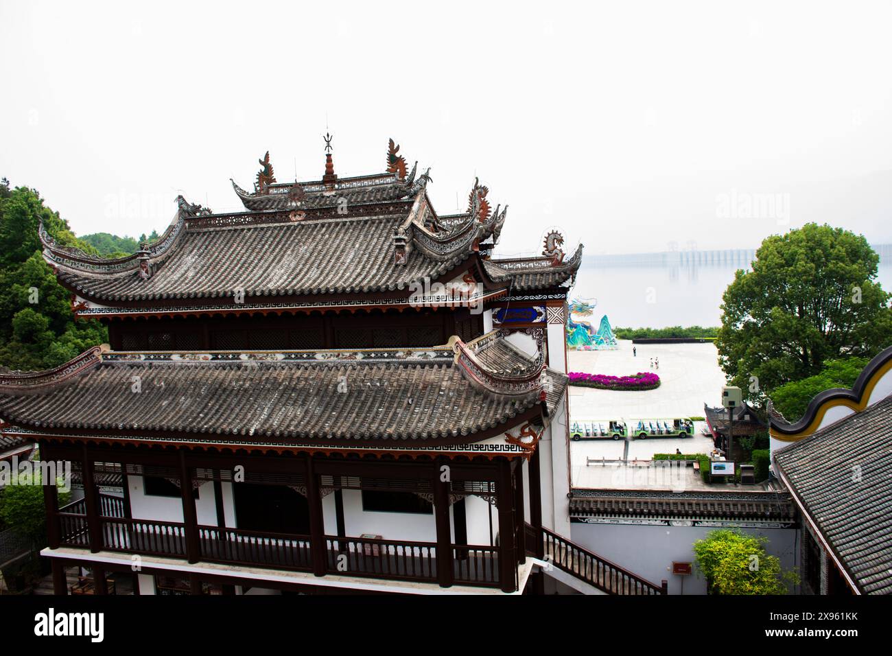 Ancient building and antique architecture of QuYuan Chinese poet and ...