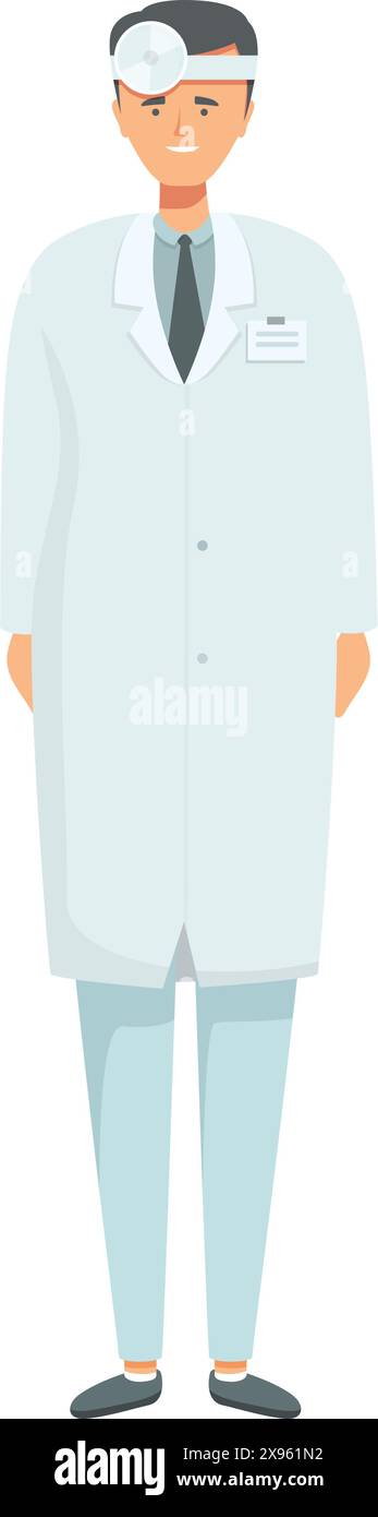 Illustration of a confident medical doctor with head mirror and id ...