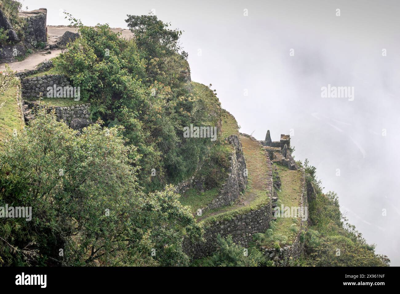 ancient Inca terraced fields on slope of Machu Picchu site in Peru ...