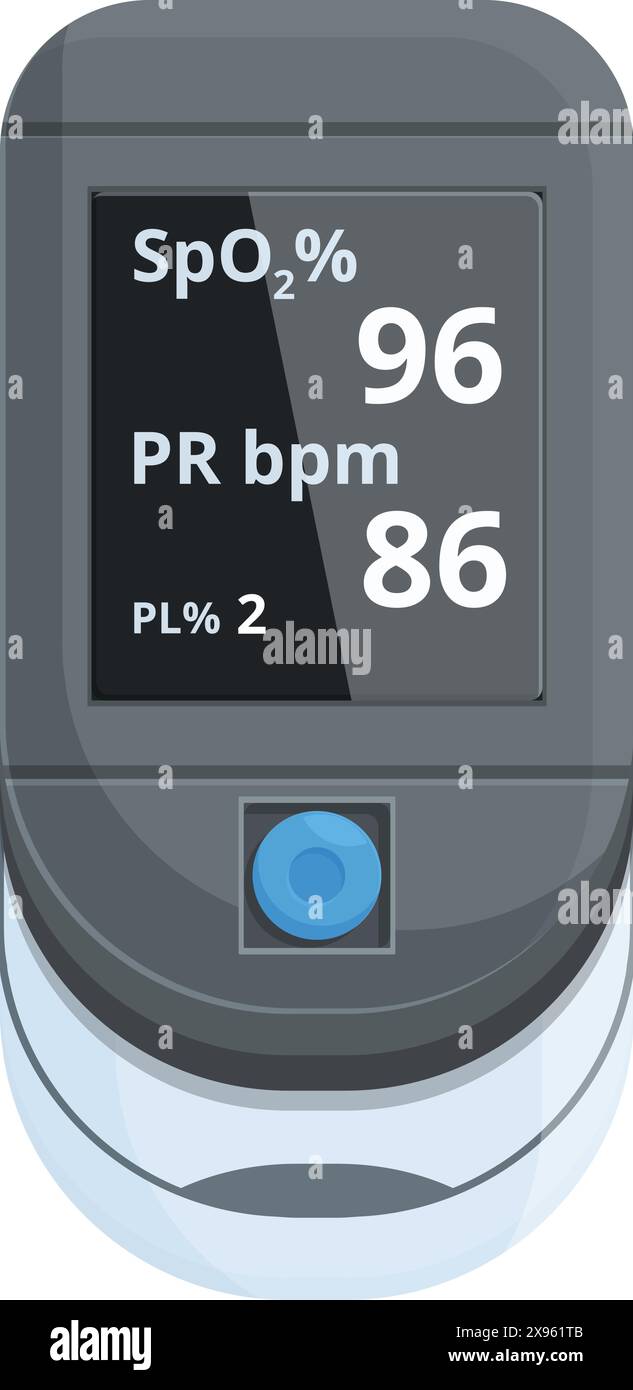 Isolated image of a pulse oximeter showing blood oxygen saturation spo2 ...