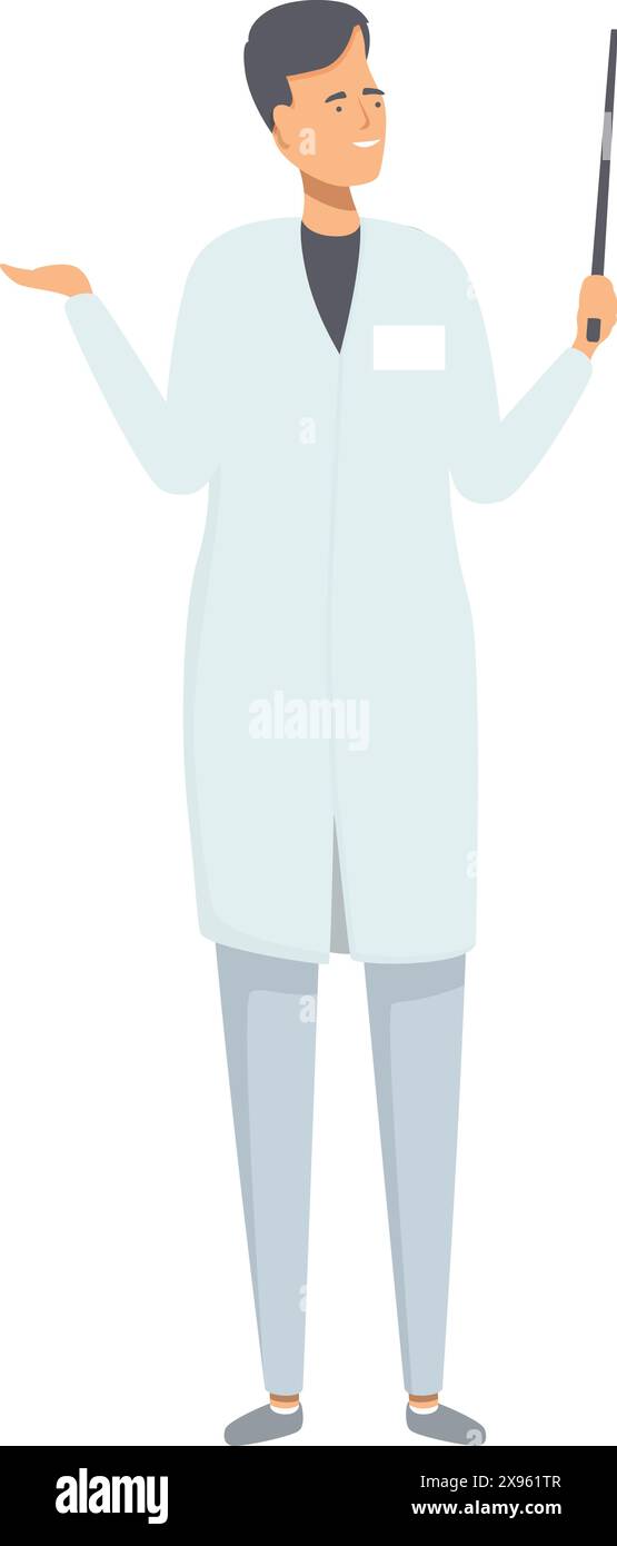 Illustration of a confident doctor gesturing with a pointer, ideal for ...