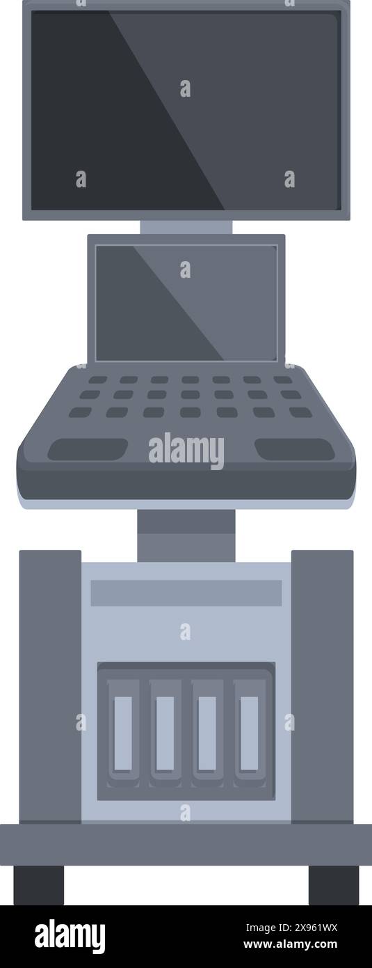 Vector illustration of a sleek, contemporary cash register with screen ...