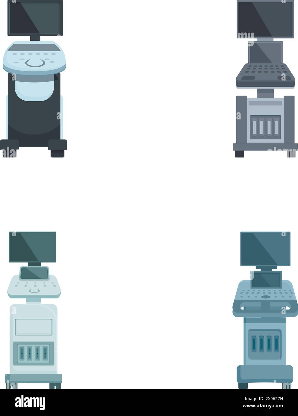 Collection of four isolated vector illustrations showing different ...