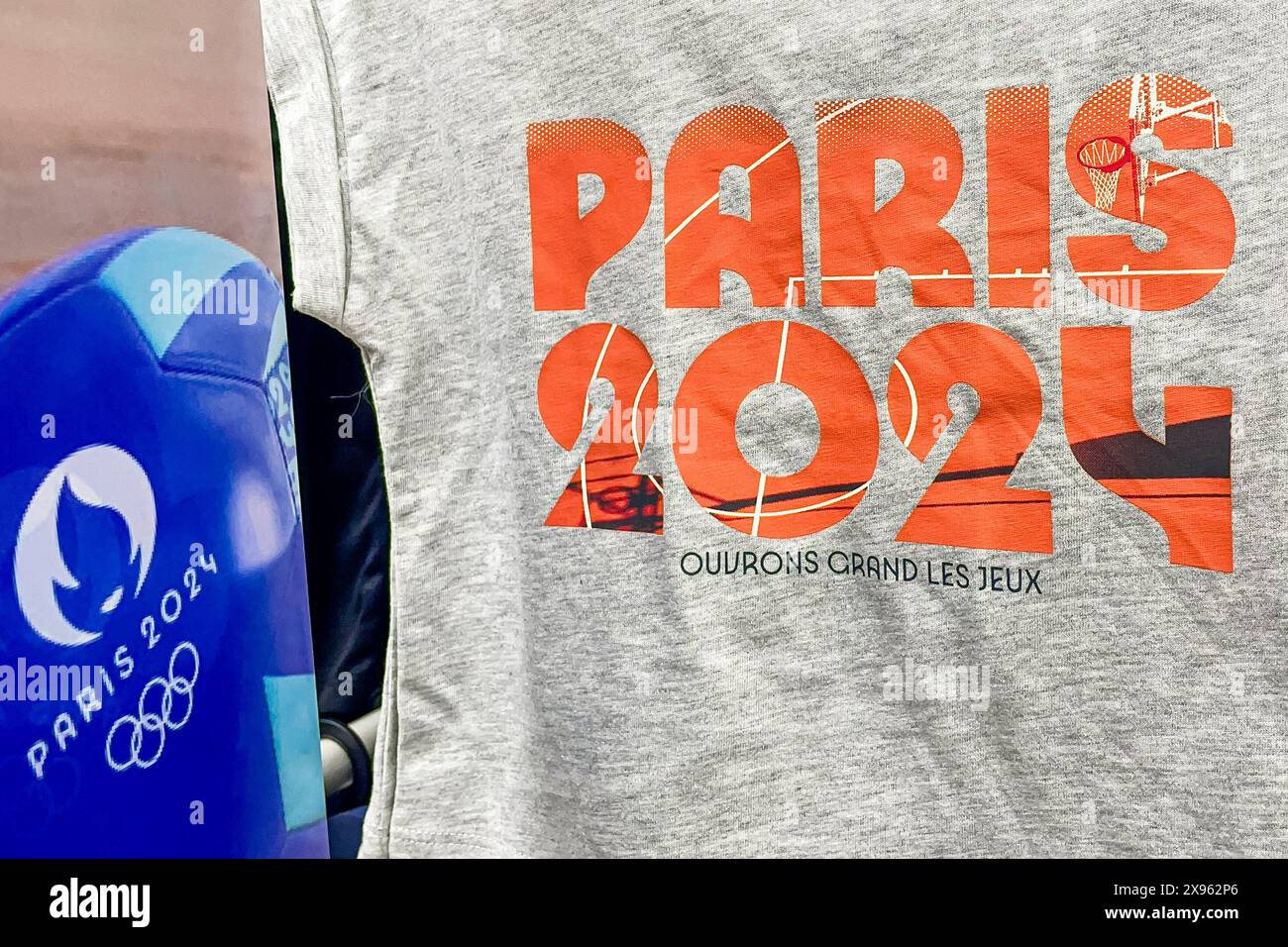 Paris, France. 29th May, 2024. Clothing and souvenirs for the Paris ...