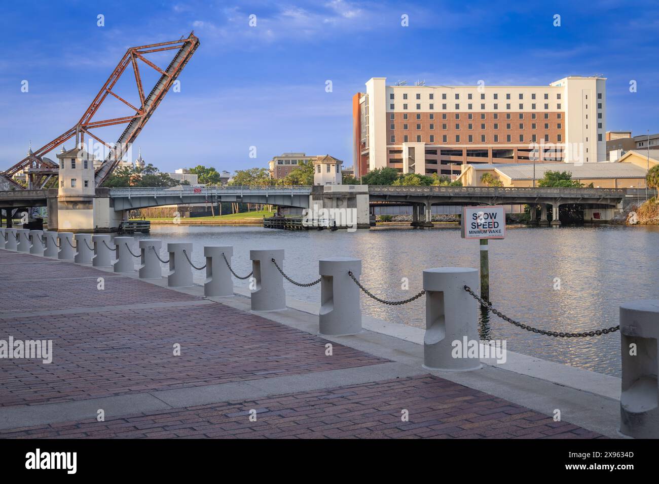 Hillsboro River Tampa Riverwalk Florida Railroad crossing in upright ...