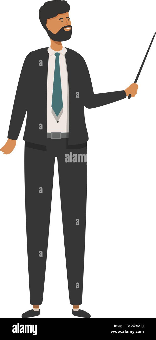 Vector illustration of a professional man in a suit using a pointer for ...