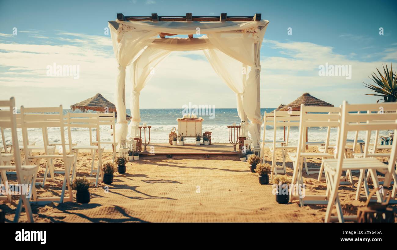 Empty Decorated Outdoors Wedding Venue with Chairs for Official ...