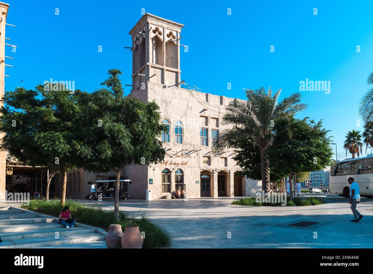 Dubai, UAE - January 6, 2024: Traditional wind towers and architecture ...