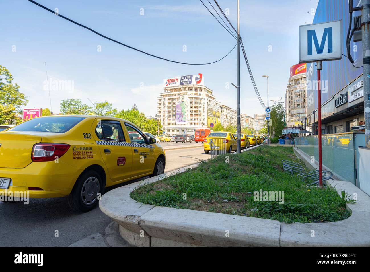 Bucarest, Romania. May 24, 2024. view of the metro station sign and ...