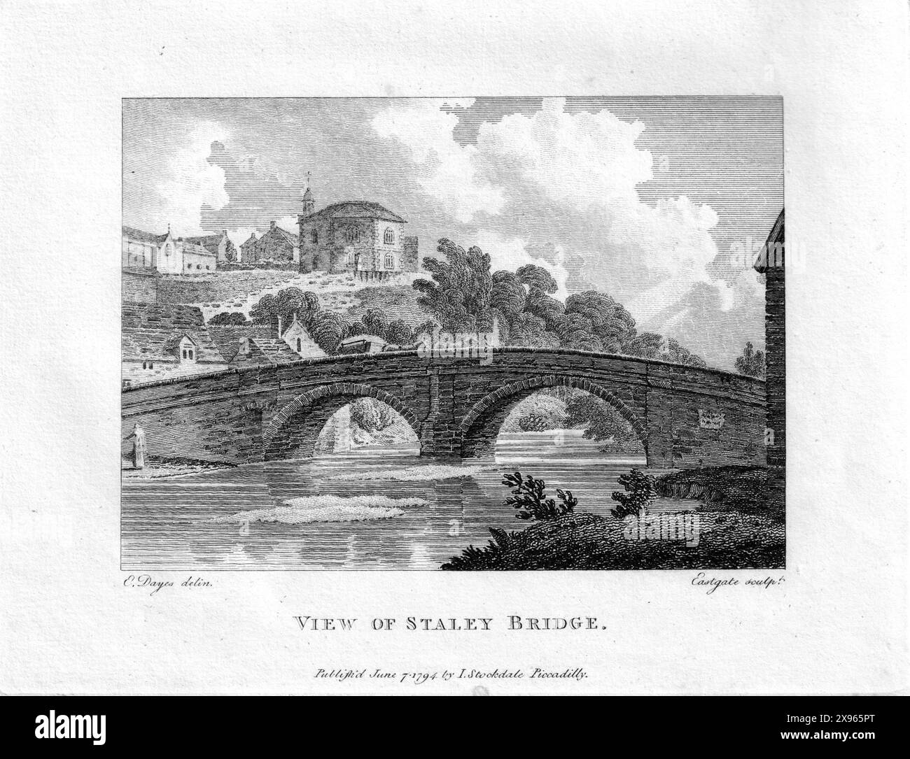 View of Staley Bridge - engraving by Eastgate after Edward Dayes (1763 ...