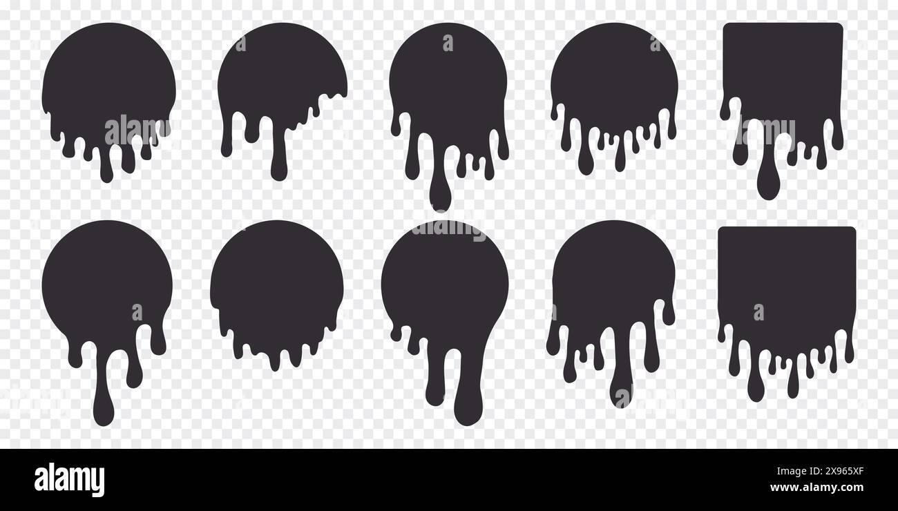 Melt circle stickers paint drip , round label, splash with drops ...