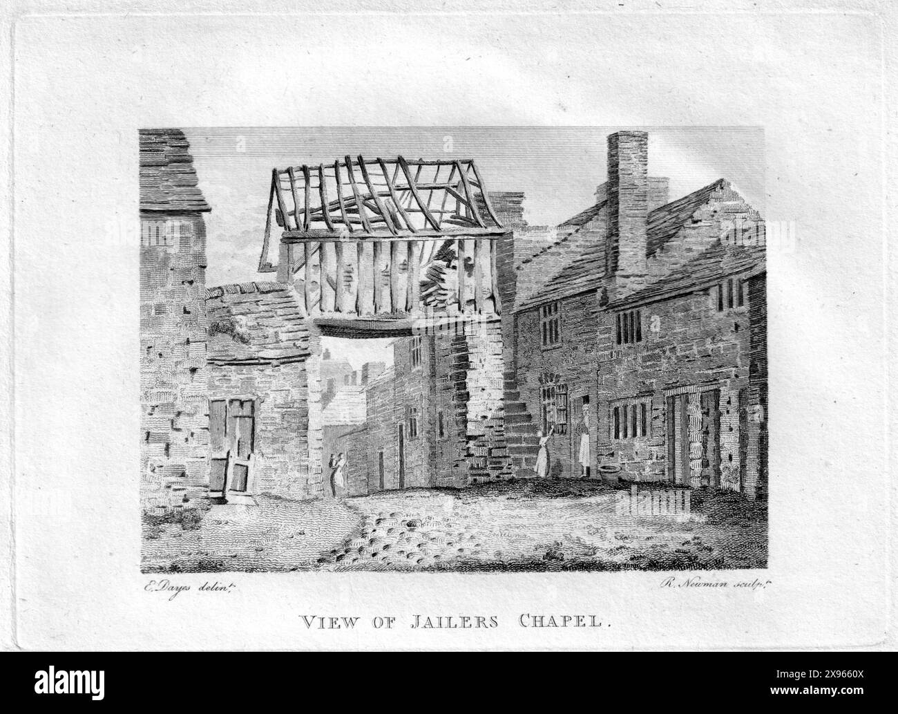 View of Jailor's Chapel, Ashton-under-Lyne, Lancashire - engraving by ...