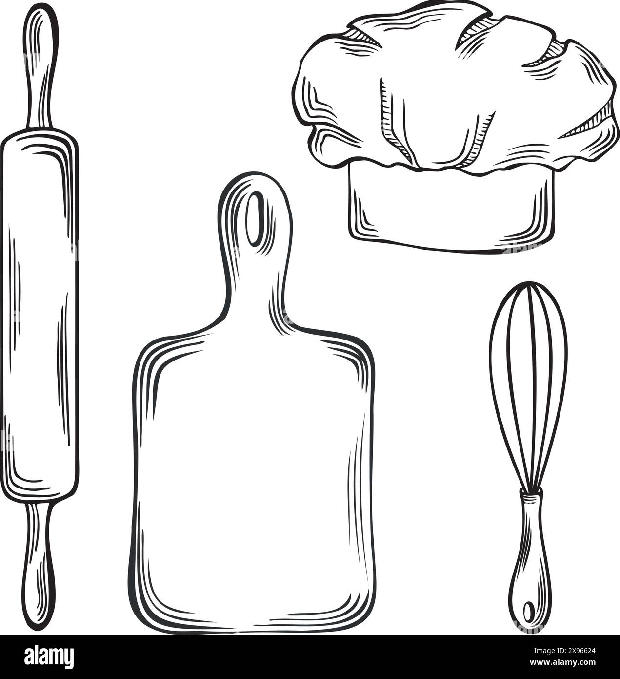 Kitchenware, baking tools. Set from Chef hat with cutting board ...