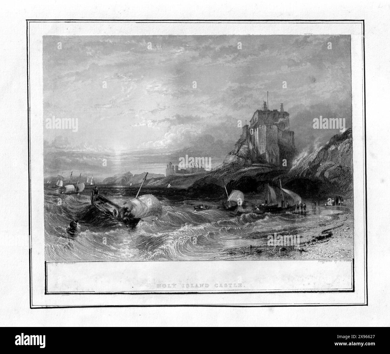 Holy Island Castle engraved by William Finden (1787-1852) after George ...
