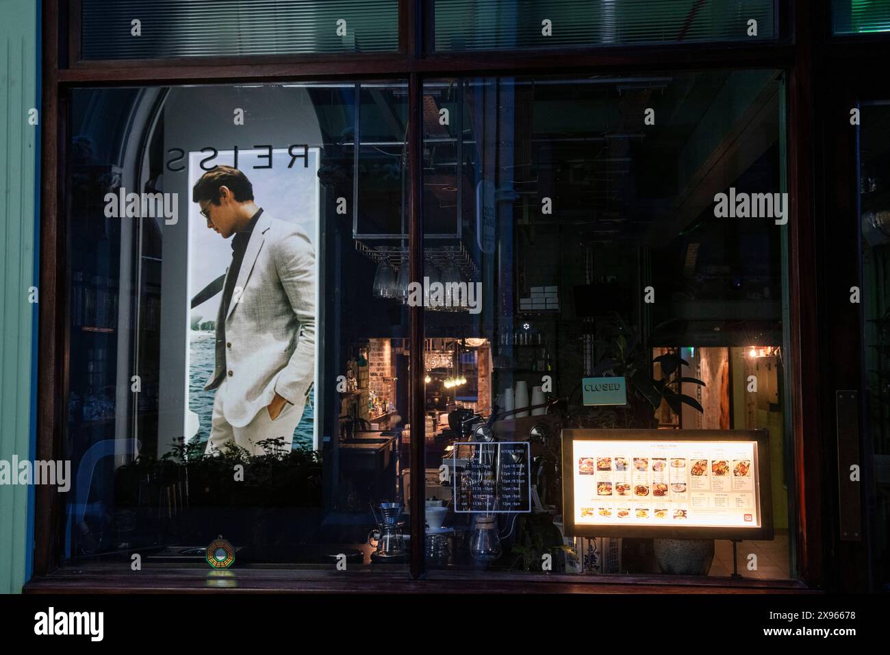 Reflections in a cafe window on Byard Lane in Nottingham City ...