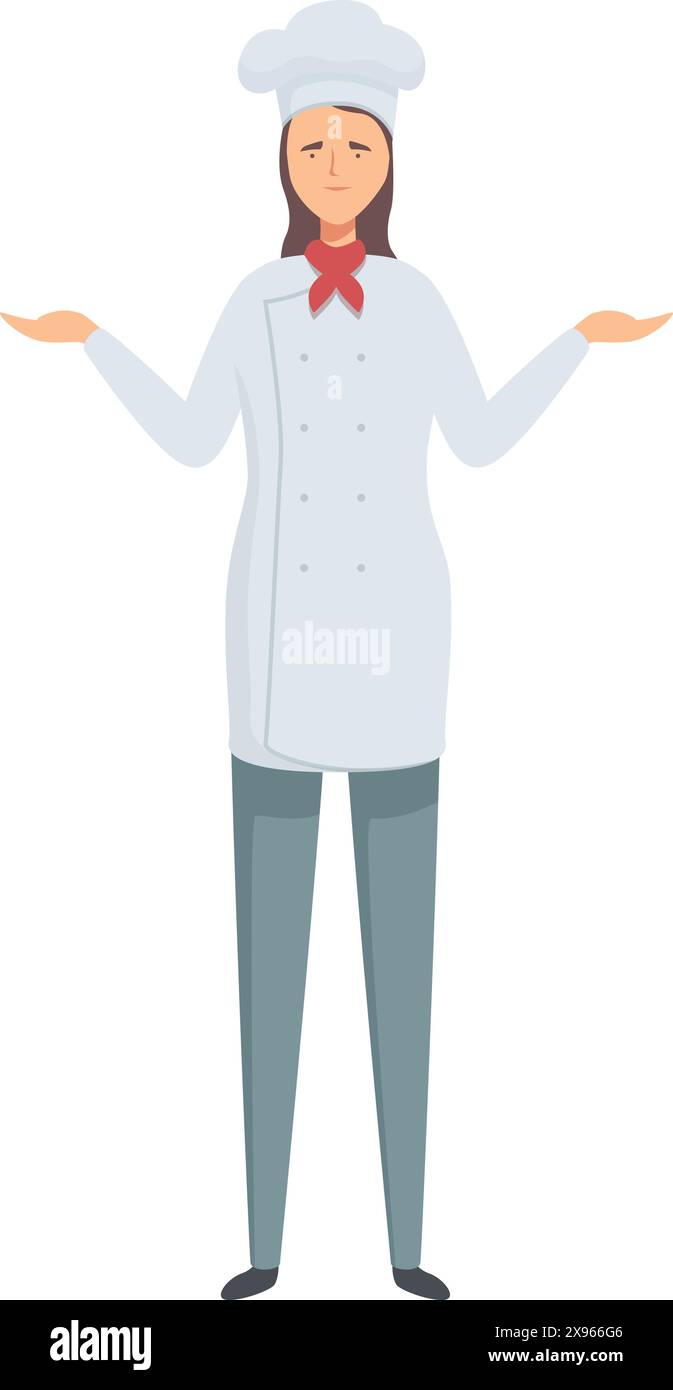 Illustration of a professional chef with open hands in a welcoming or ...