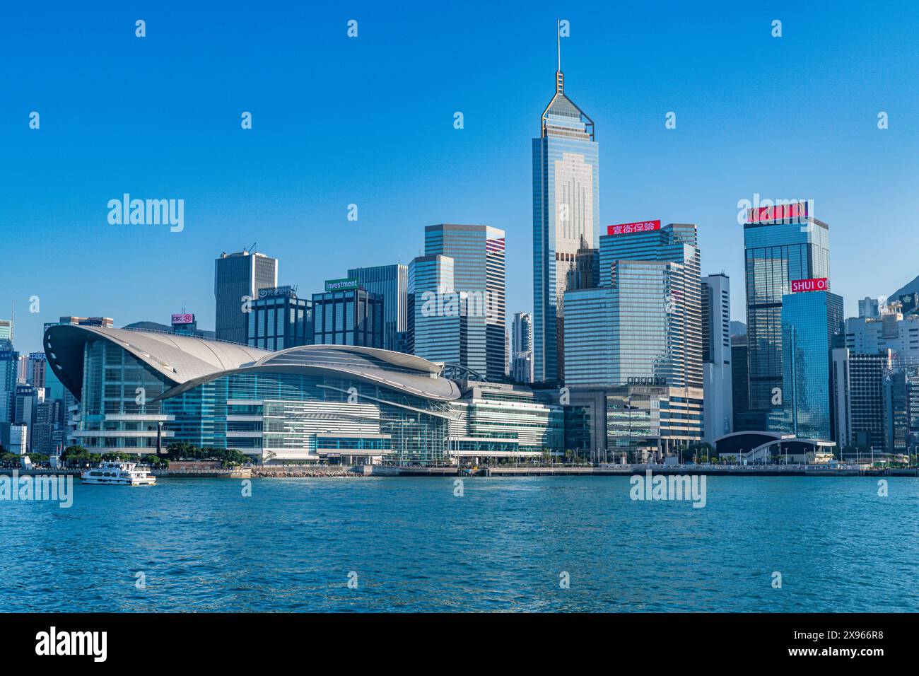Highrise buildings in Victoria harbour, Hong Kong, China, Asia Stock ...