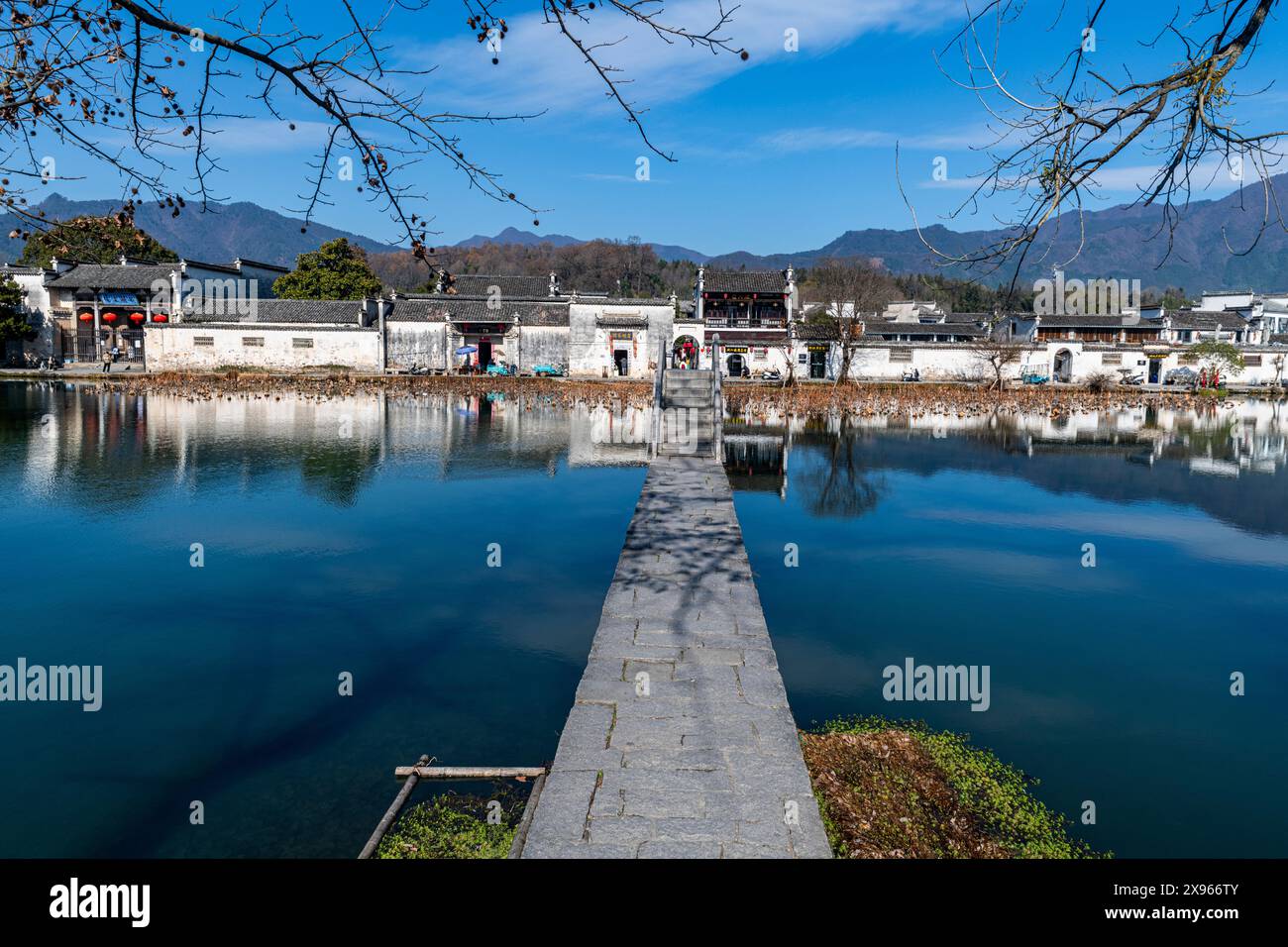 Pond around Hongcun historical village, UNESCO World Heritage Site ...