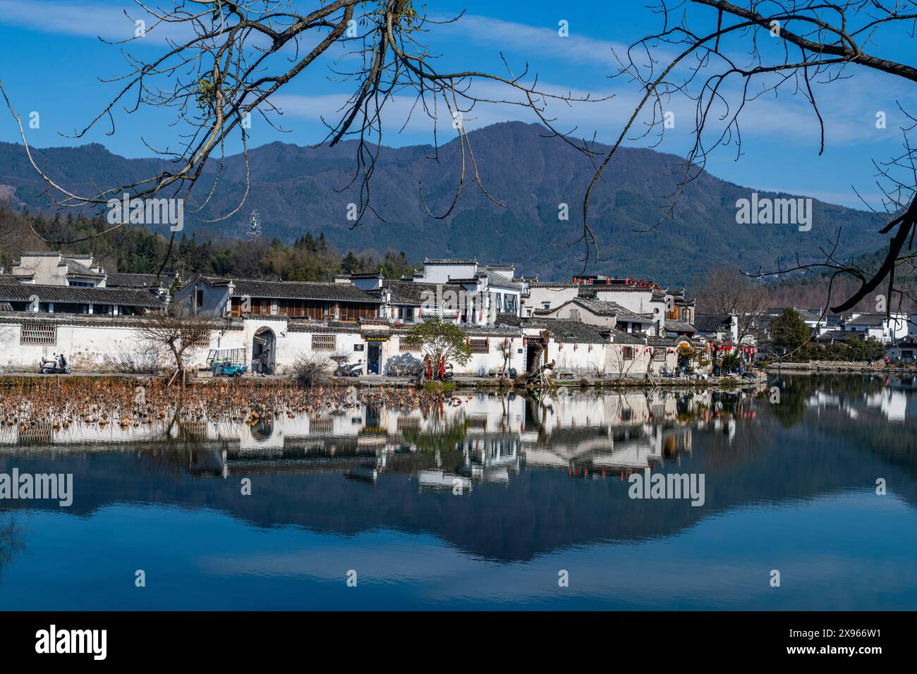 Pond around Hongcun historical village, UNESCO World Heritage Site ...