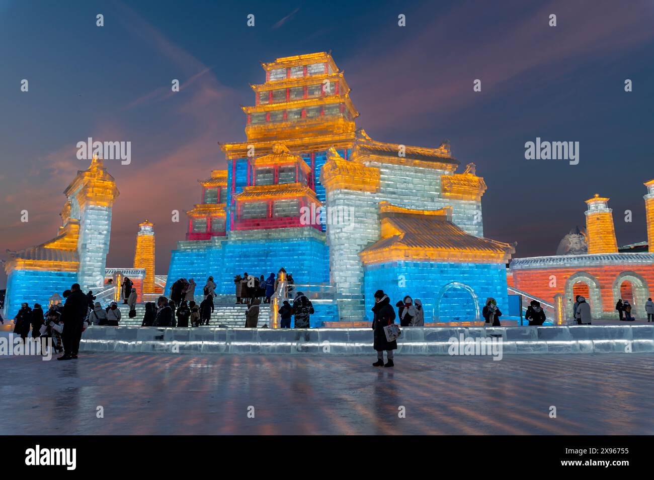 Illuminated buildings made out of ice, Ice International Ice and Snow ...