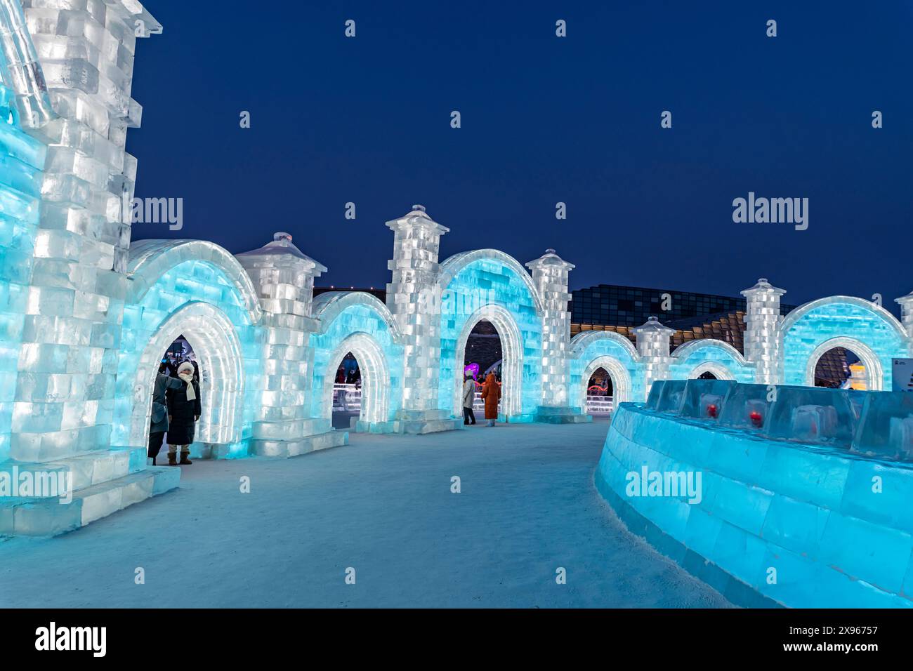Illuminated buildings made out of ice, Ice International Ice and Snow ...