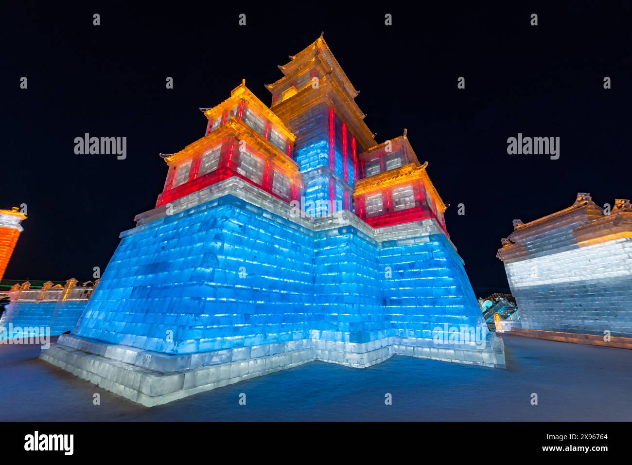 Illuminated buildings made out of ice, Ice International Ice and Snow ...