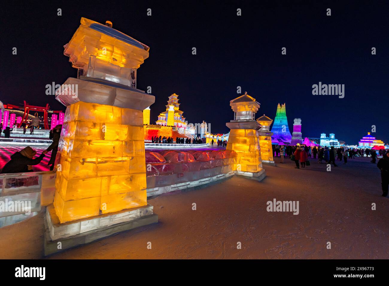 Illuminated buildings made out of ice, Ice International Ice and Snow ...