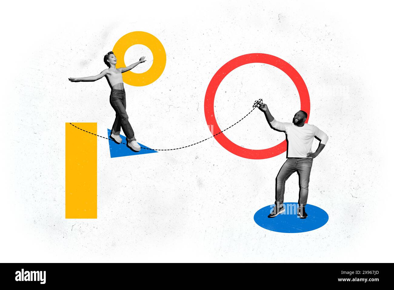 Photo collage trend artwork composite sketch image of vibrant color ...