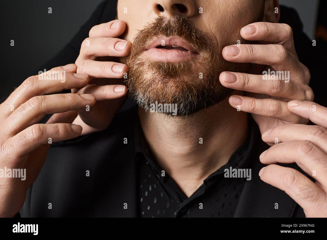 Loving couple, hands on face Stock Photo - Alamy