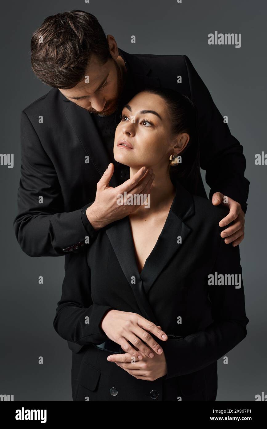 Woman man embrace lovingly in hi-res stock photography and images - Alamy