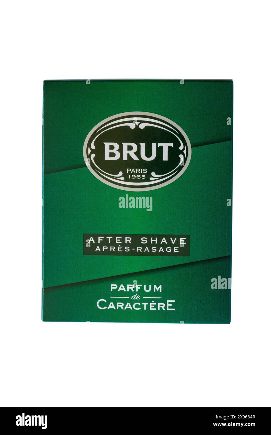 box of brut aftershave isolated on white background Stock Photo - Alamy