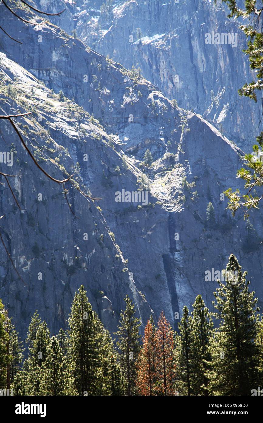 U shape glacial gorge, Cathedral Rocks and Spires, Yosemite National ...