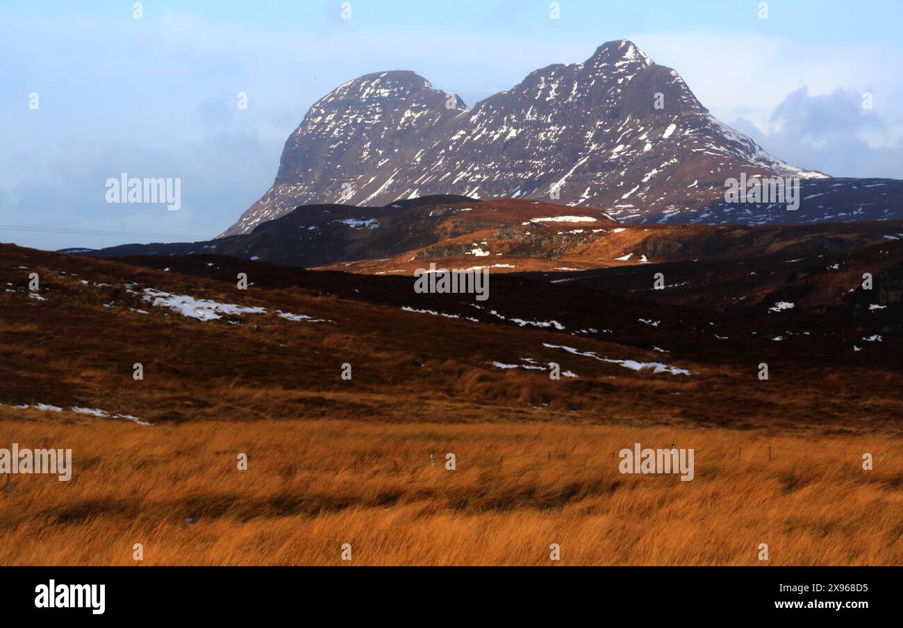 Suilven mountain, Assynt, Highland, Scotland, United Kingdom, Europe ...