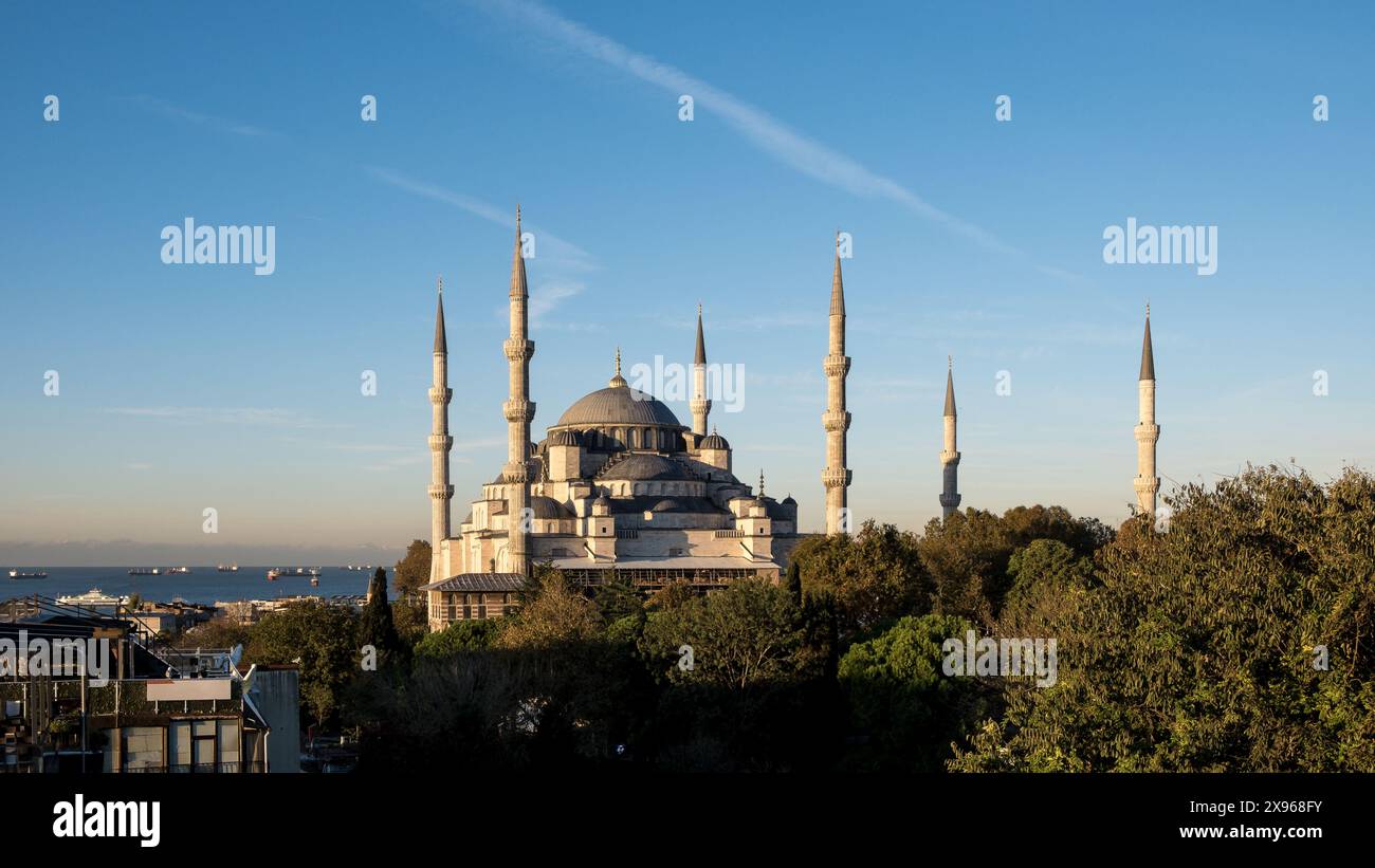 View of the Blue Mosque (Sultan Ahmed Mosque), an Ottoman-era historical imperial mosque, UNESCO ...