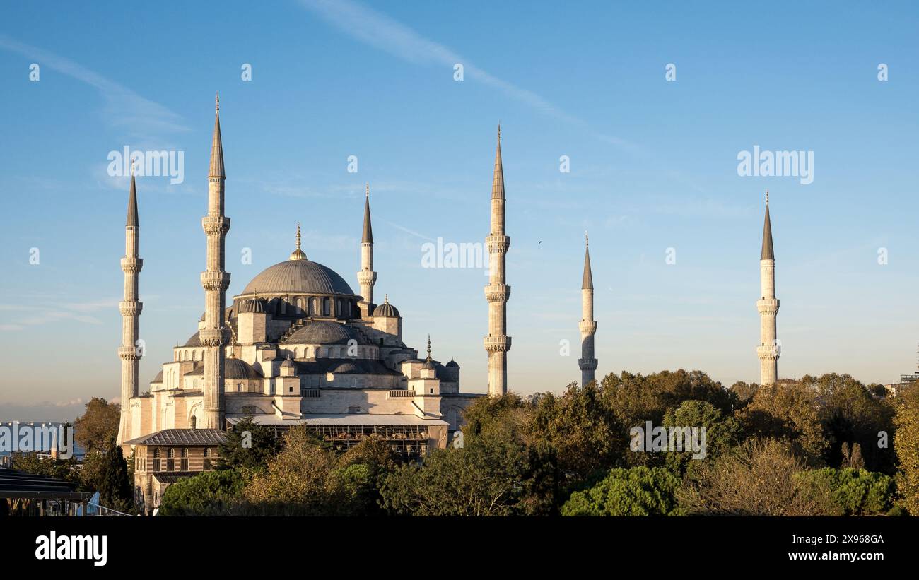 View of the Blue Mosque (Sultan Ahmed Mosque), an Ottoman-era historical imperial mosque, UNESCO ...