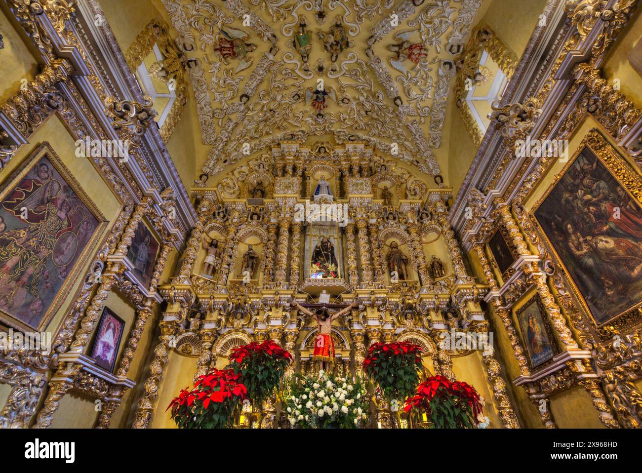 Polychrome Figures and Golden Reliefs, Baroque Interior, Church of San ...