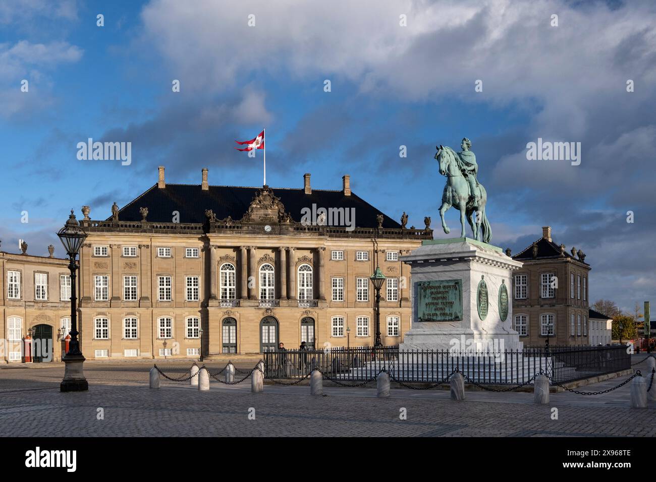 The Amalienborg Palace and statue of King Frederick V, Amalienborg ...