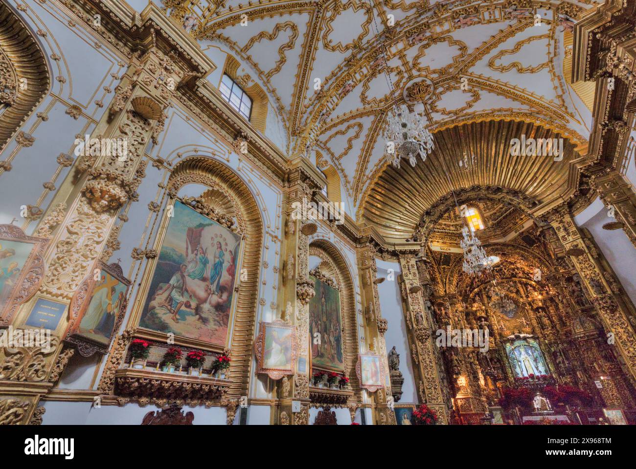 Interior, Basilica of Our Lady of Ocotlan, Tlaxcala City, Tlaxcal State ...