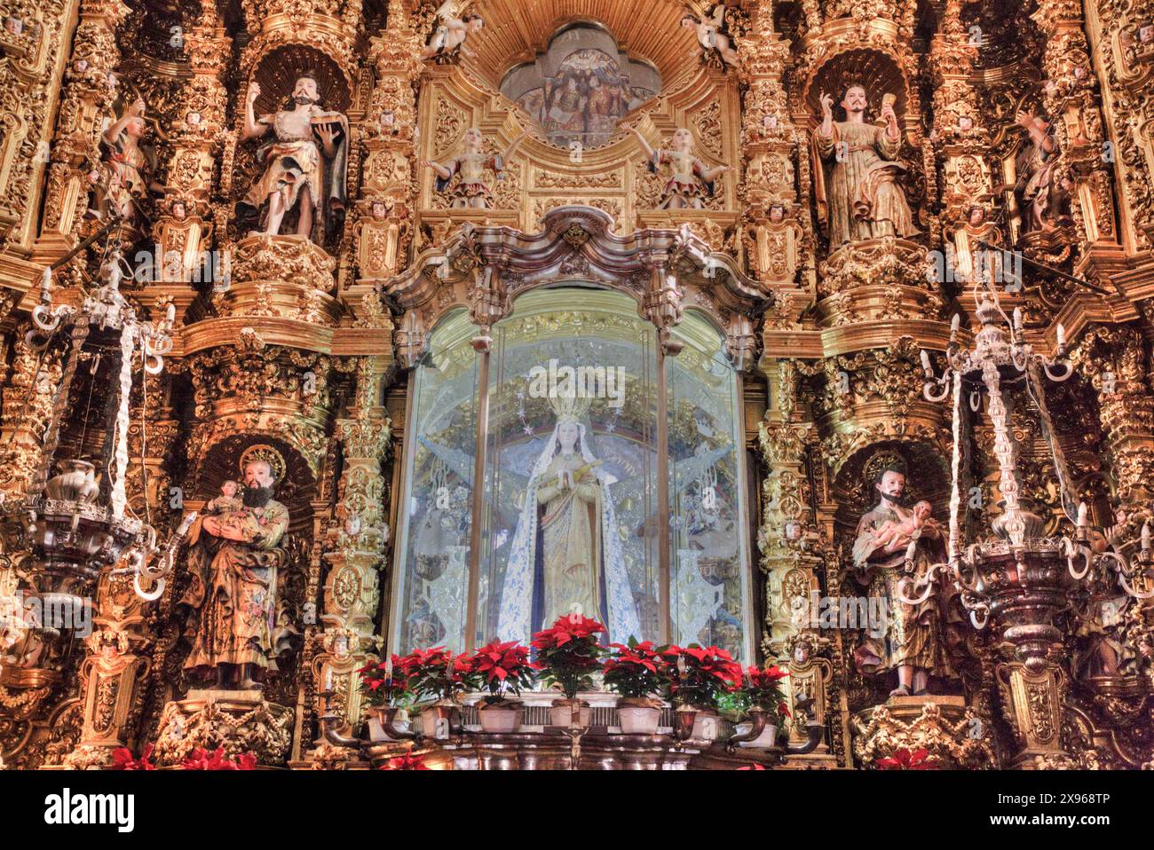 Statue of the Virgin of Ocotlan, polychrome Figures, Apse, Interior ...