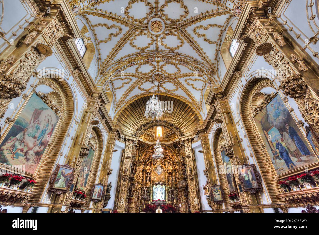Interior, Basilica of Our Lady of Ocotlan, Tlaxcala City, Tlaxcal State ...