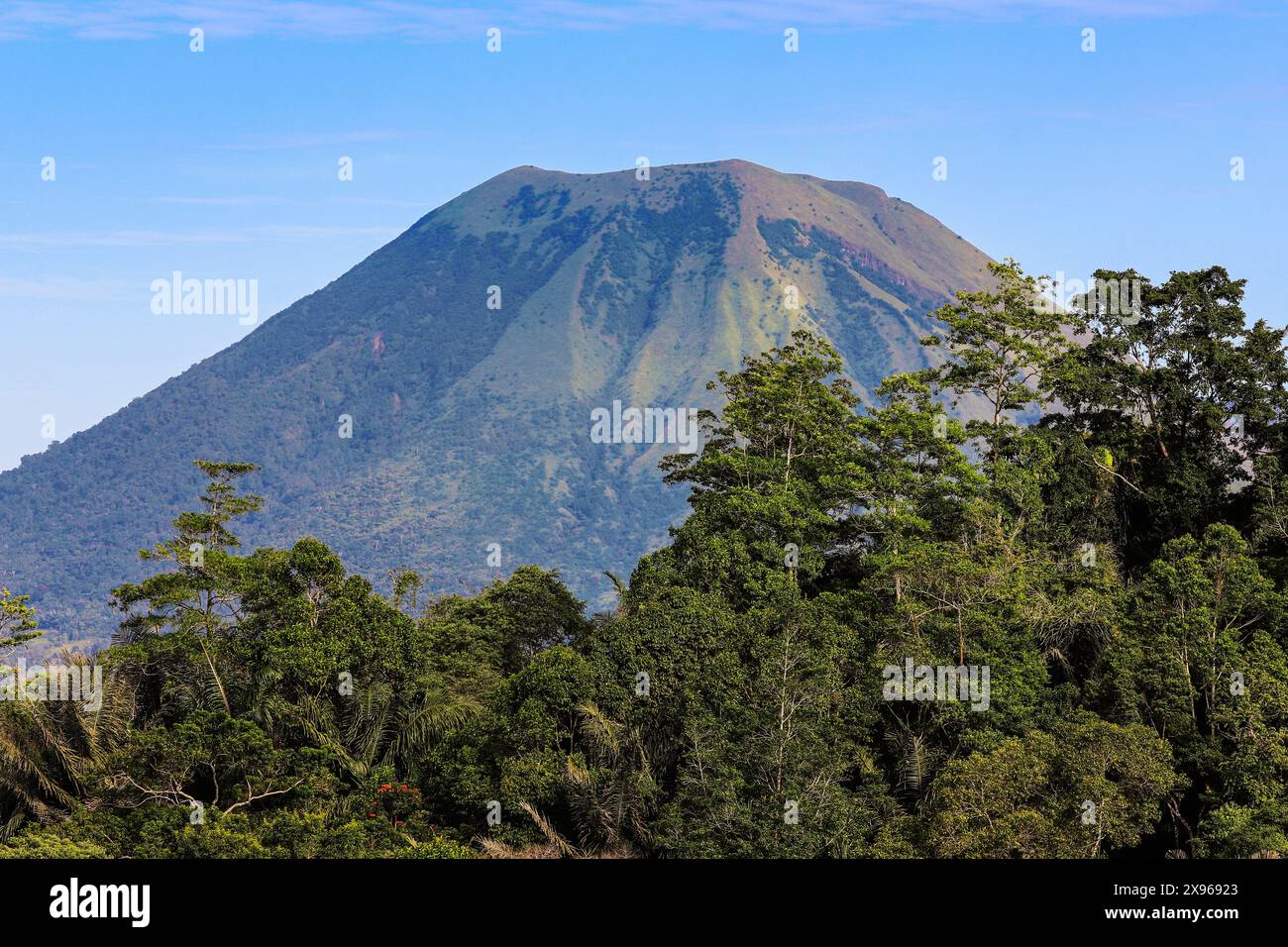 The peak of Mount Lokon, a stratovolcano with Tompaluan active crater ...