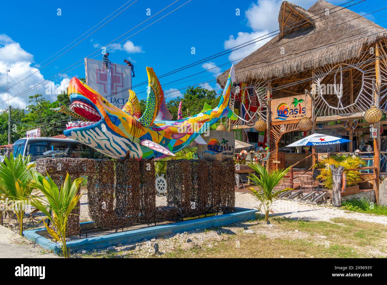 View of colourful Tulum sign, Tulum, Quintana Roo, Caribbean Coast ...