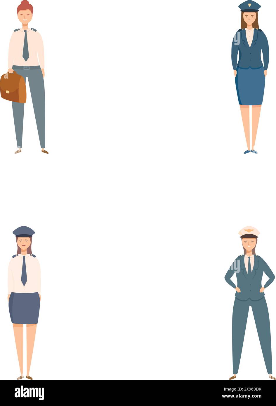 Set of four illustrated professional women showcasing different career ...