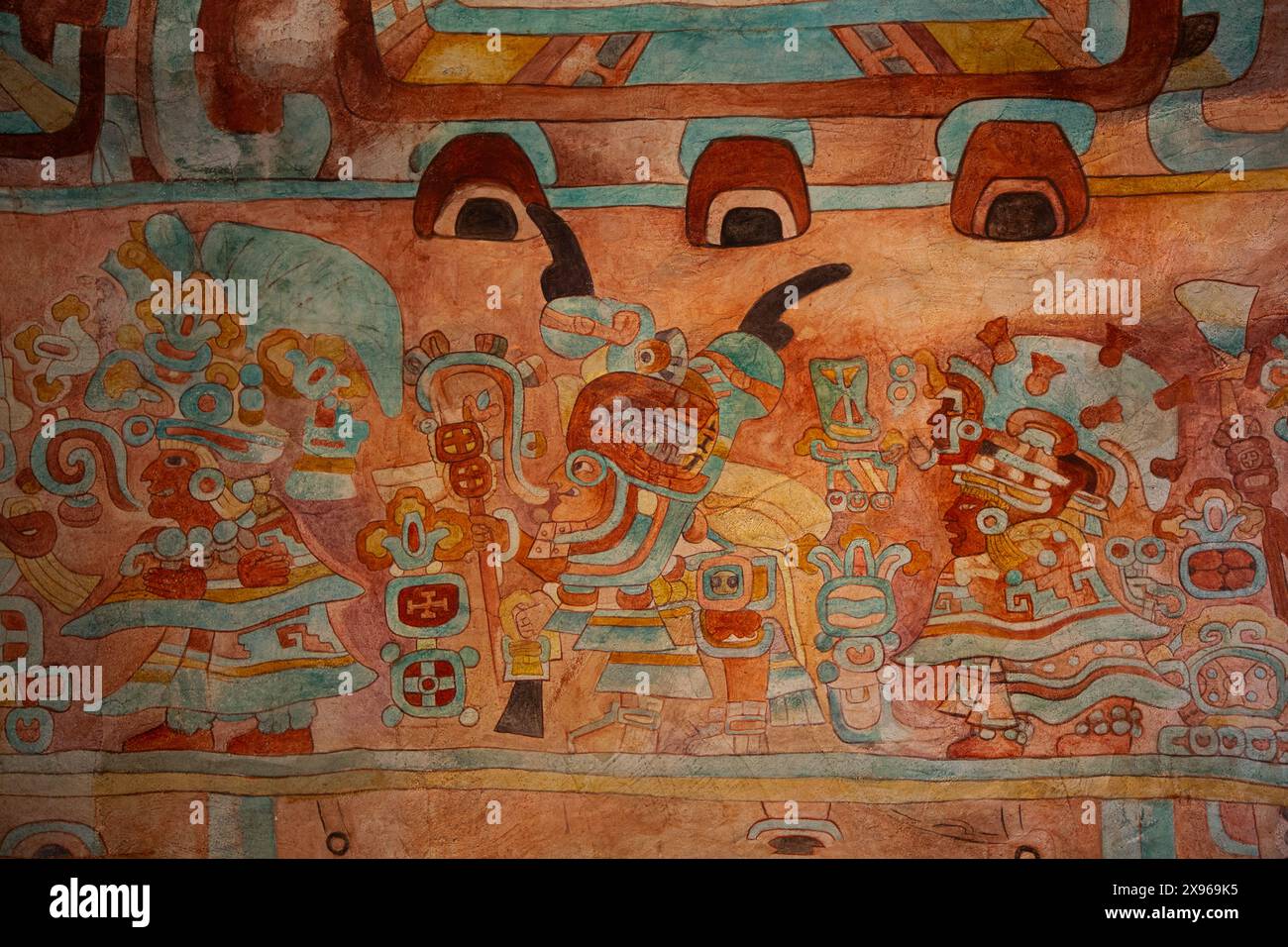Reproduction of Mural from Tomb 105, 250-500 AD, from Monte Alban ...